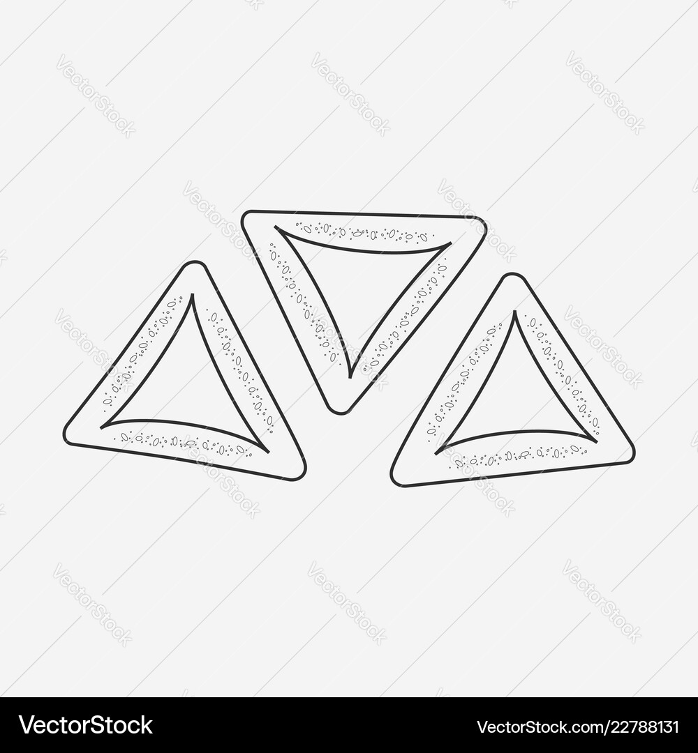 Purim holiday hamantashs flat black outline Vector Image
