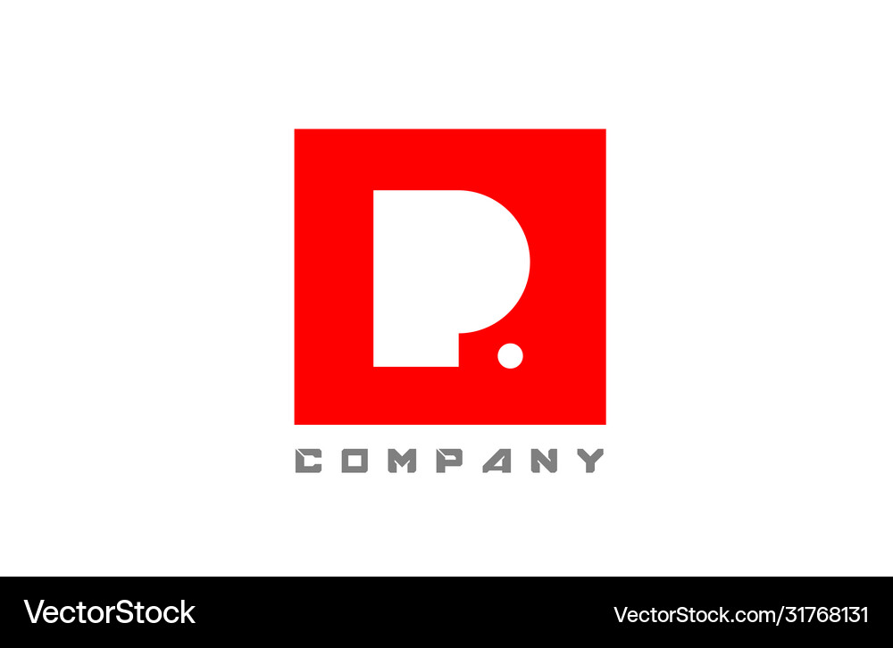 Red white p alphabet letter logo icon Royalty Free Vector
