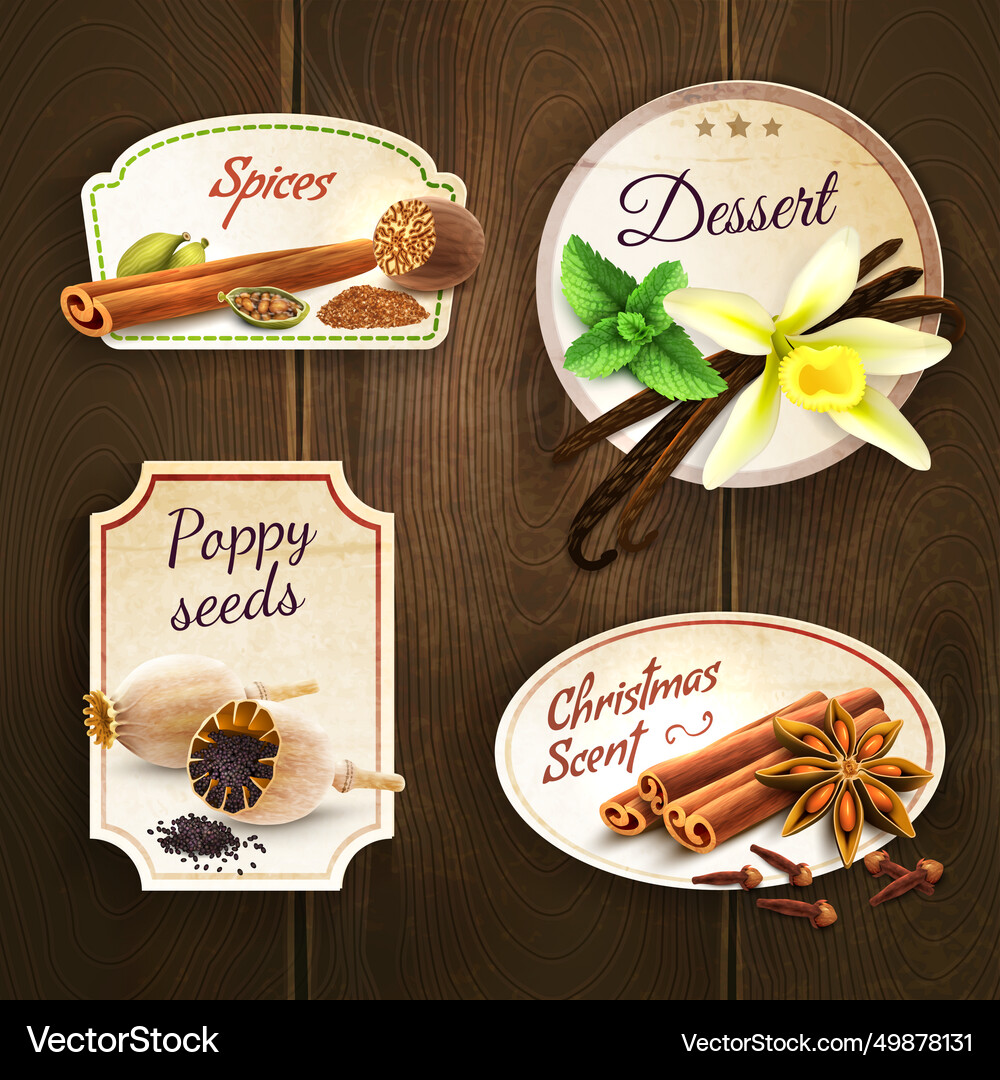 Spices badges set Royalty Free Vector Image - VectorStock