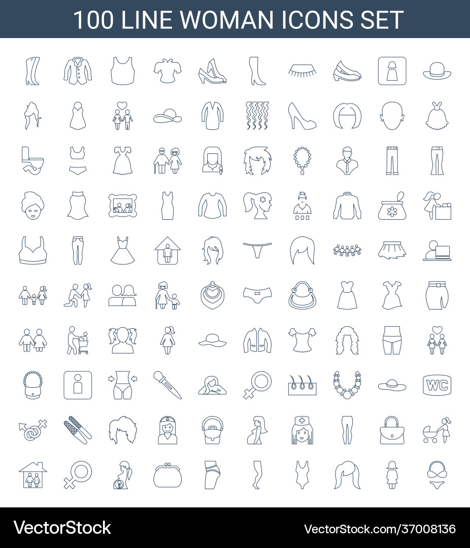 100 woman icons Royalty Free Vector Image - VectorStock