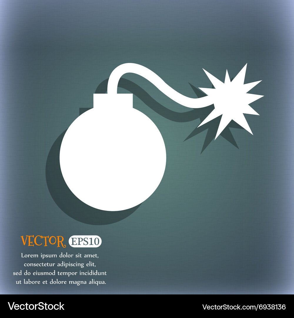 Bomb icon on the blue-green abstract background Vector Image
