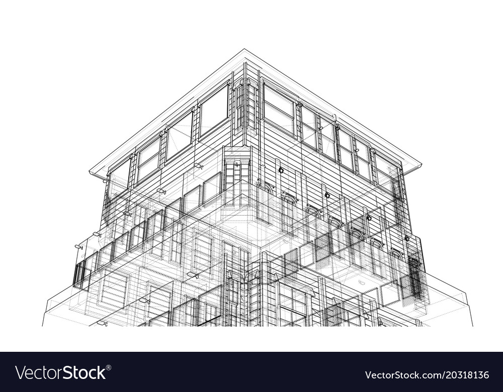 Concept building rendering 3d Royalty Free Vector Image