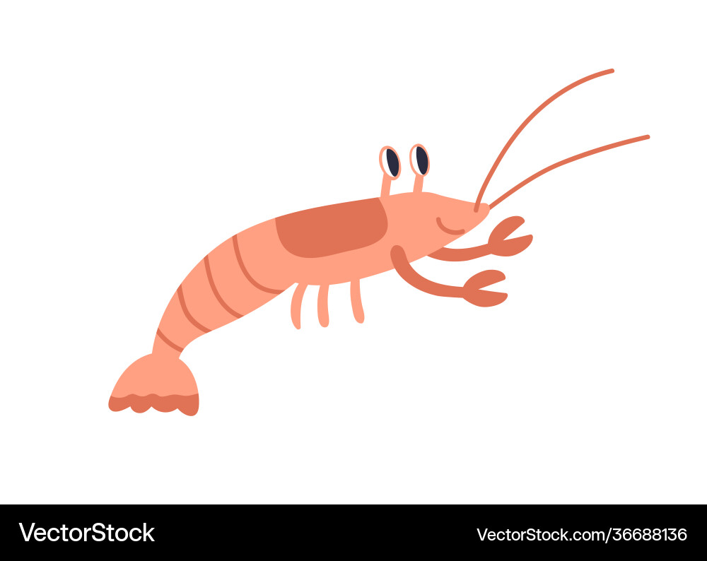 Cute red crayfish or crawfish with funny eyes Vector Image