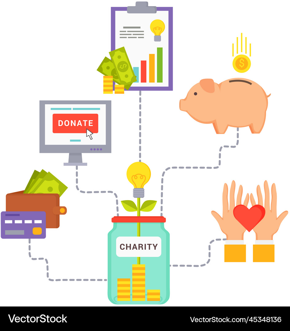 Financial support concept donation jar collecting Vector Image