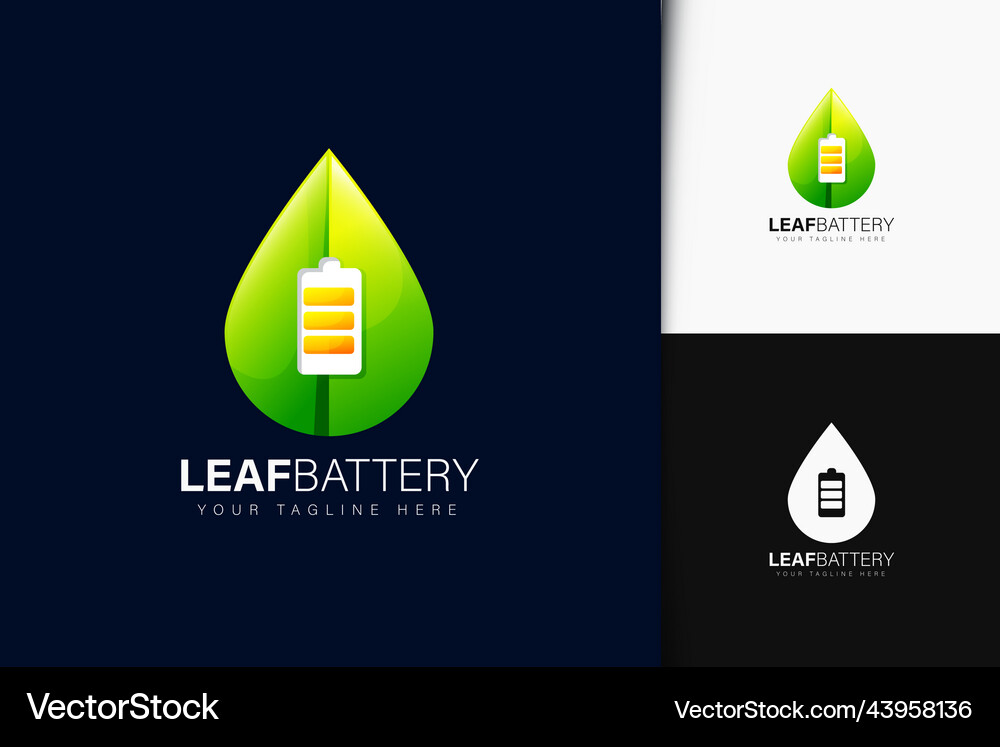 Leaf battery logo design with gradient Royalty Free Vector