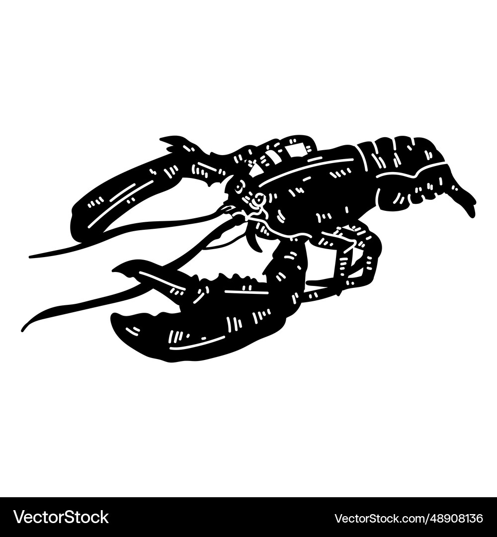 Lobster silhouette animal Royalty Free Vector Image