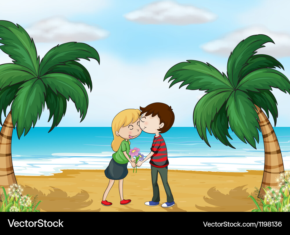 Lovers at the beach Royalty Free Vector Image - VectorStock