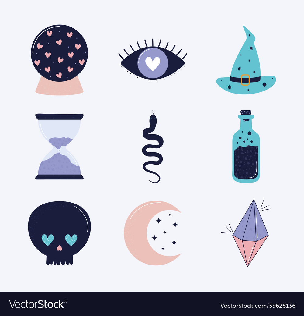 Nine magic items Royalty Free Vector Image - VectorStock