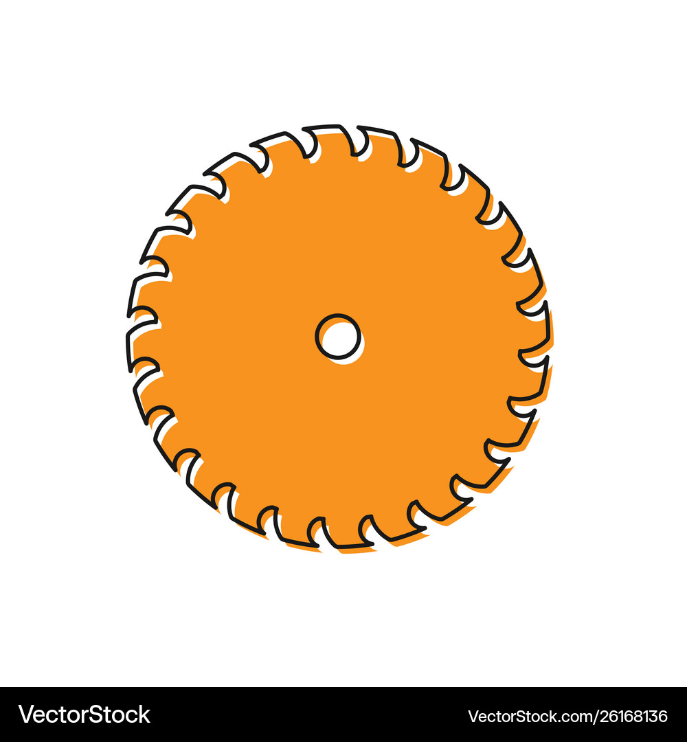 Orange circular saw blade icon isolated on white Vector Image