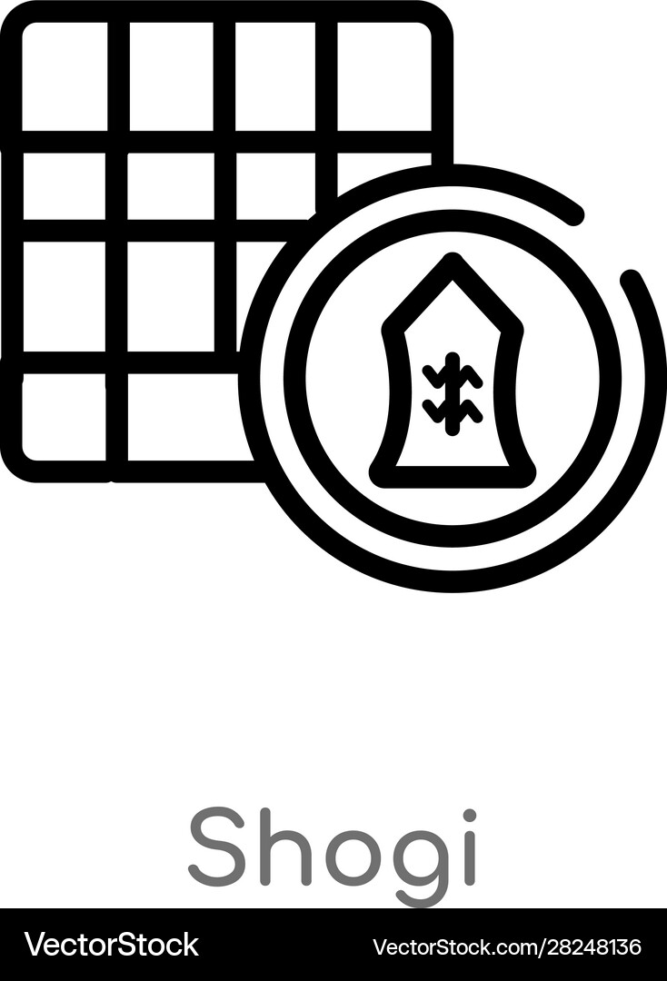 Outline shogi icon isolated black simple line Vector Image