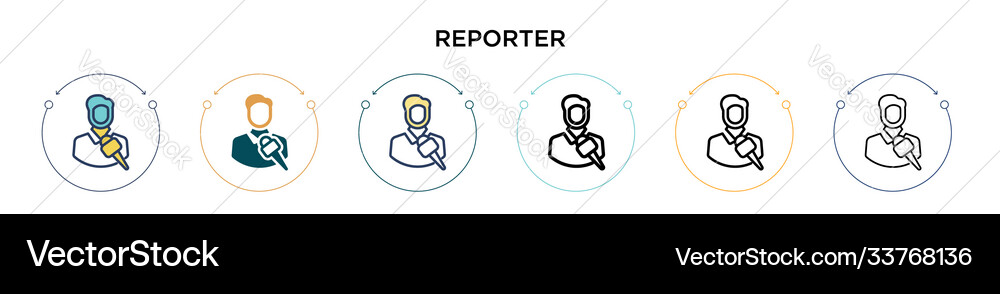 Reporter icon in filled thin line outline Vector Image