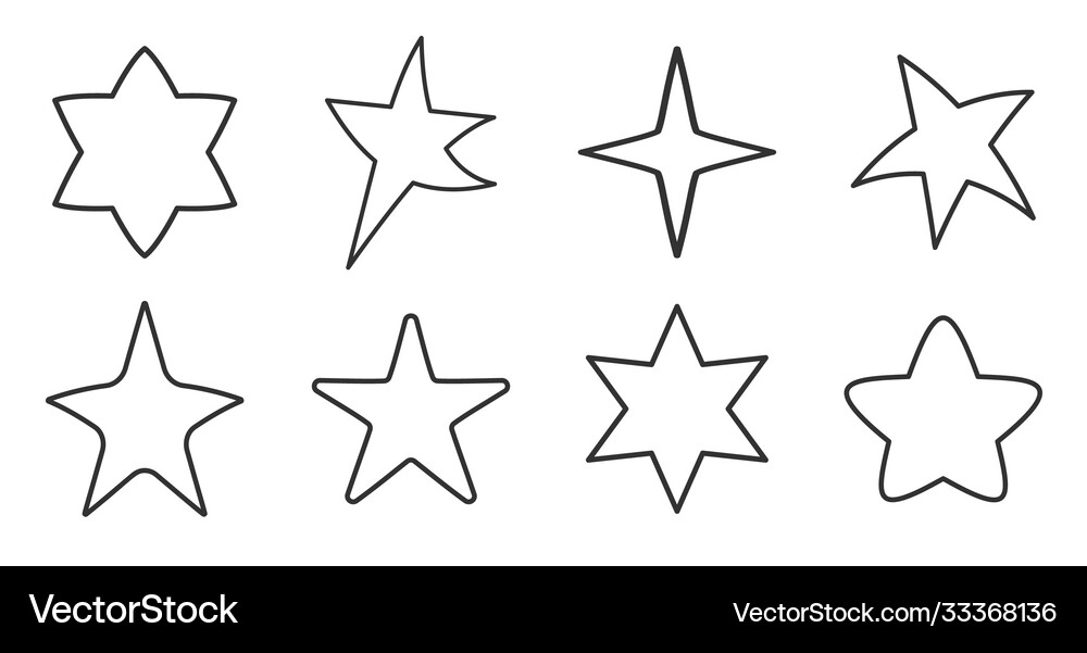 Star contour icon logo sparkle rank set Royalty Free Vector