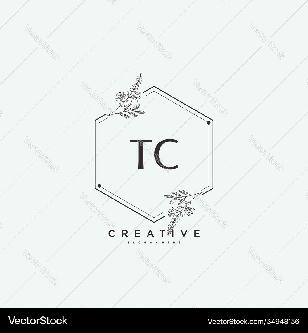 Tc beauty initial logo art handwriting Royalty Free Vector