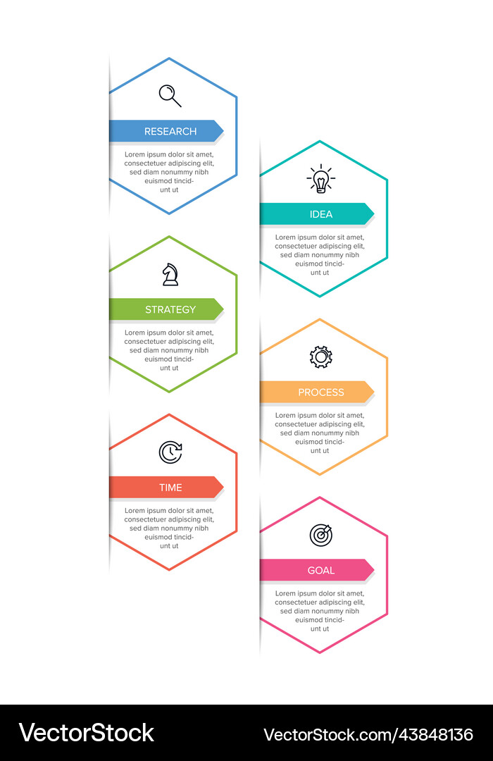 Vertical infographic design with icons and 6 Vector Image