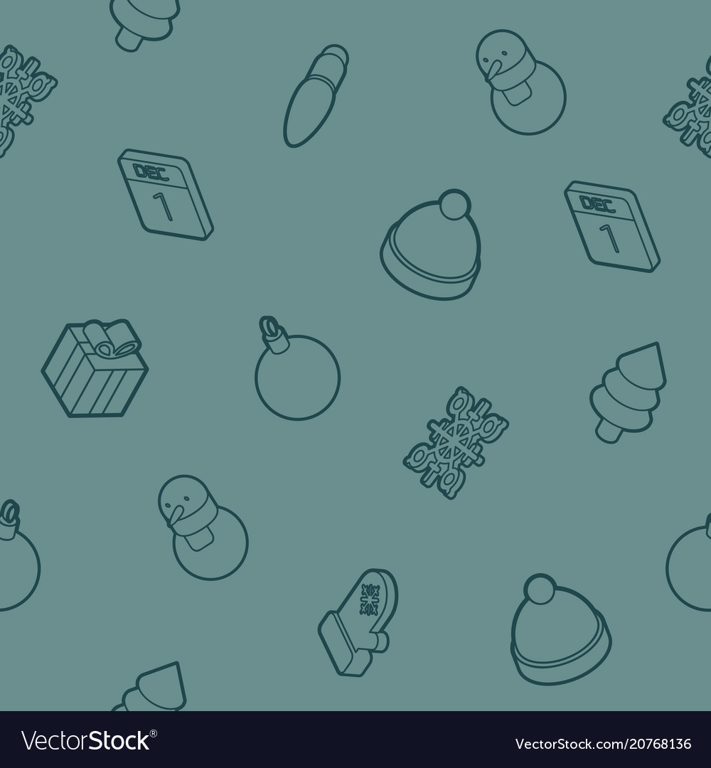 Winter outline isometric pattern Royalty Free Vector Image