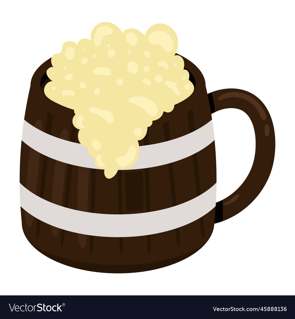 Wooden beer mug Royalty Free Vector Image - VectorStock Wooden beer mug Royalty Free Vector Image - VectorStock