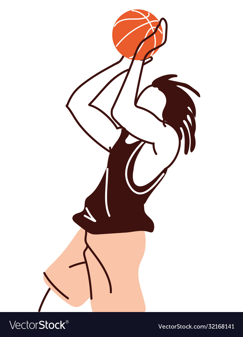 Basketball player man with ball jumping Royalty Free Vector