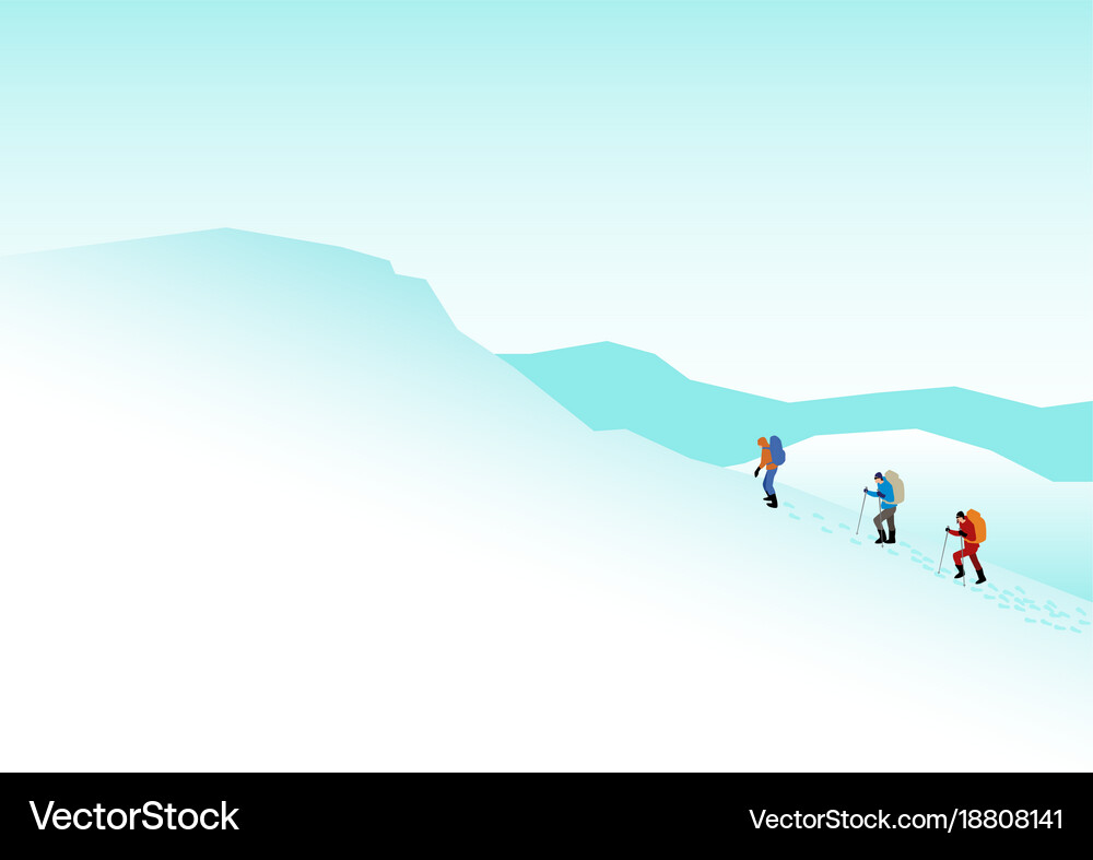 Climbers on the snowy mountains Royalty Free Vector Image