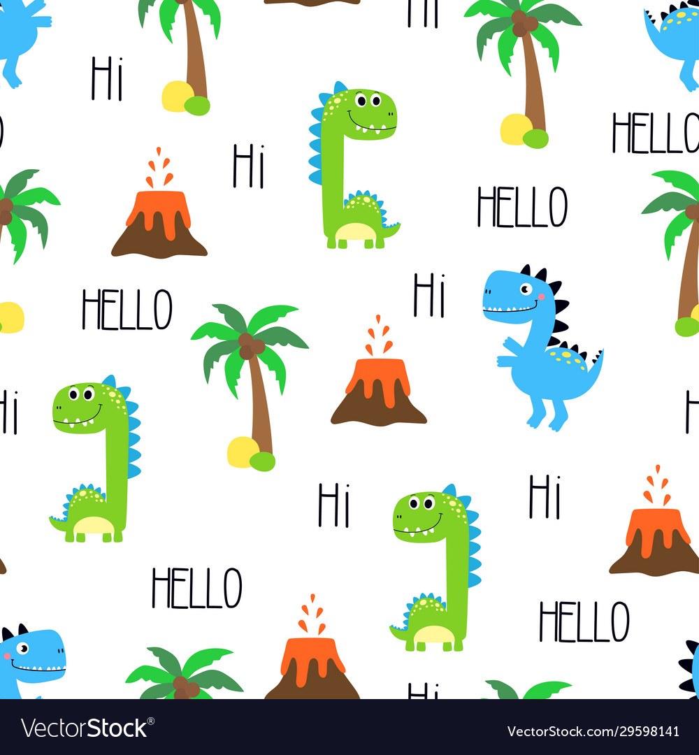 Cute dinosaur pattern Royalty Free Vector Image