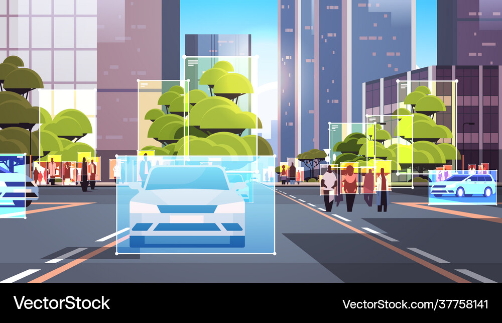 Detection and identification people cars Vector Image