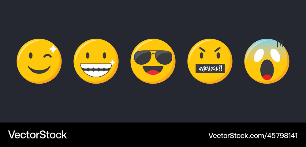 Emoji icons set emoticons collection Royalty Free Vector