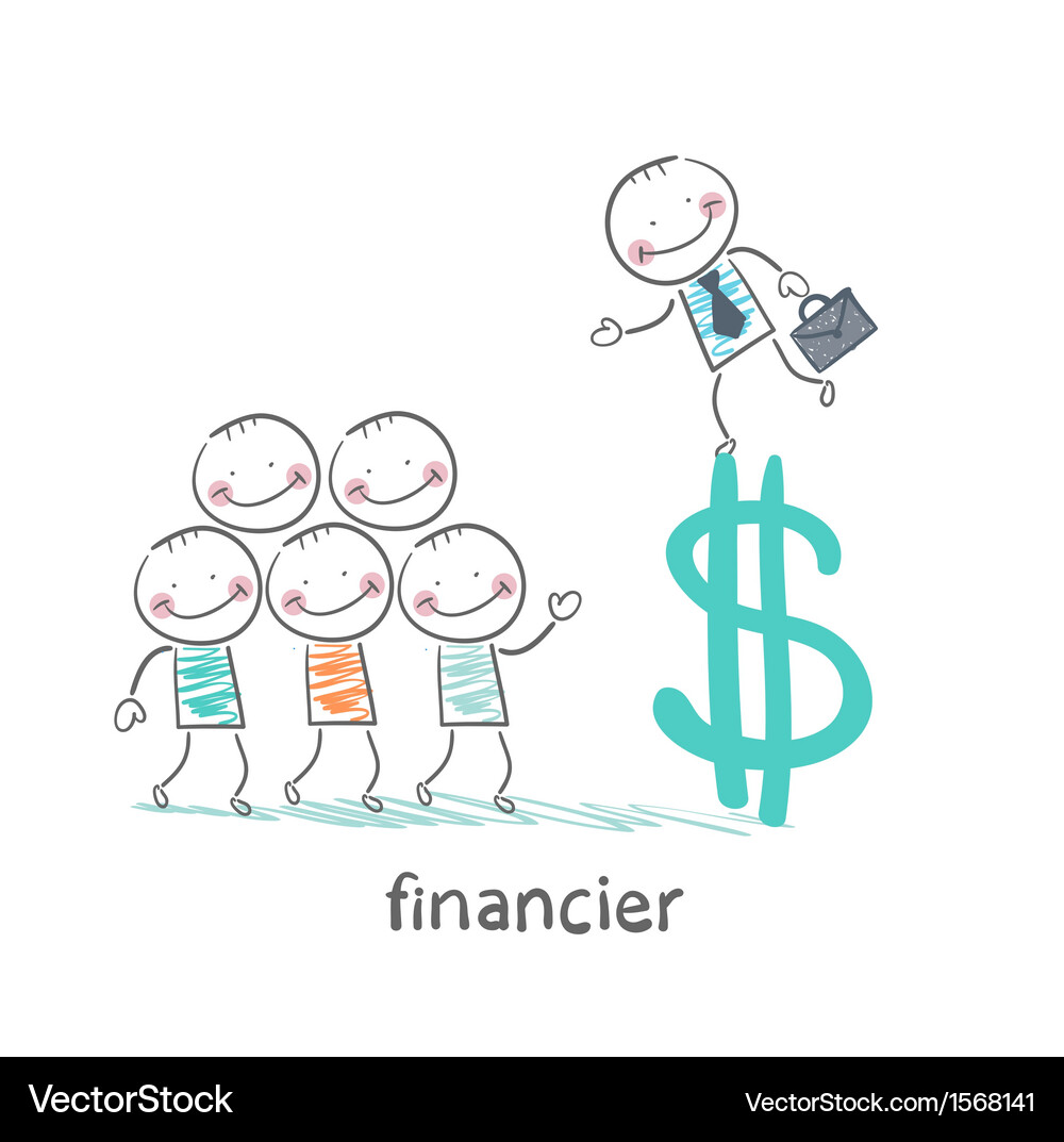 Financier is on dollar sign and talking Royalty Free Vector