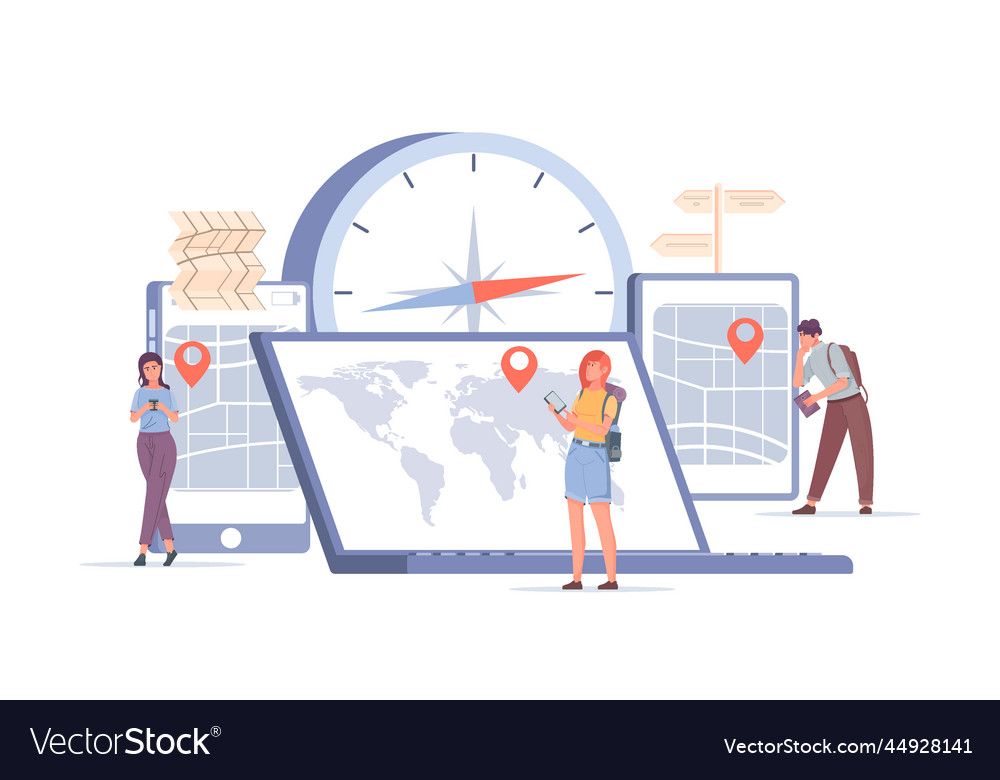 Flat geolocation composition Royalty Free Vector Image