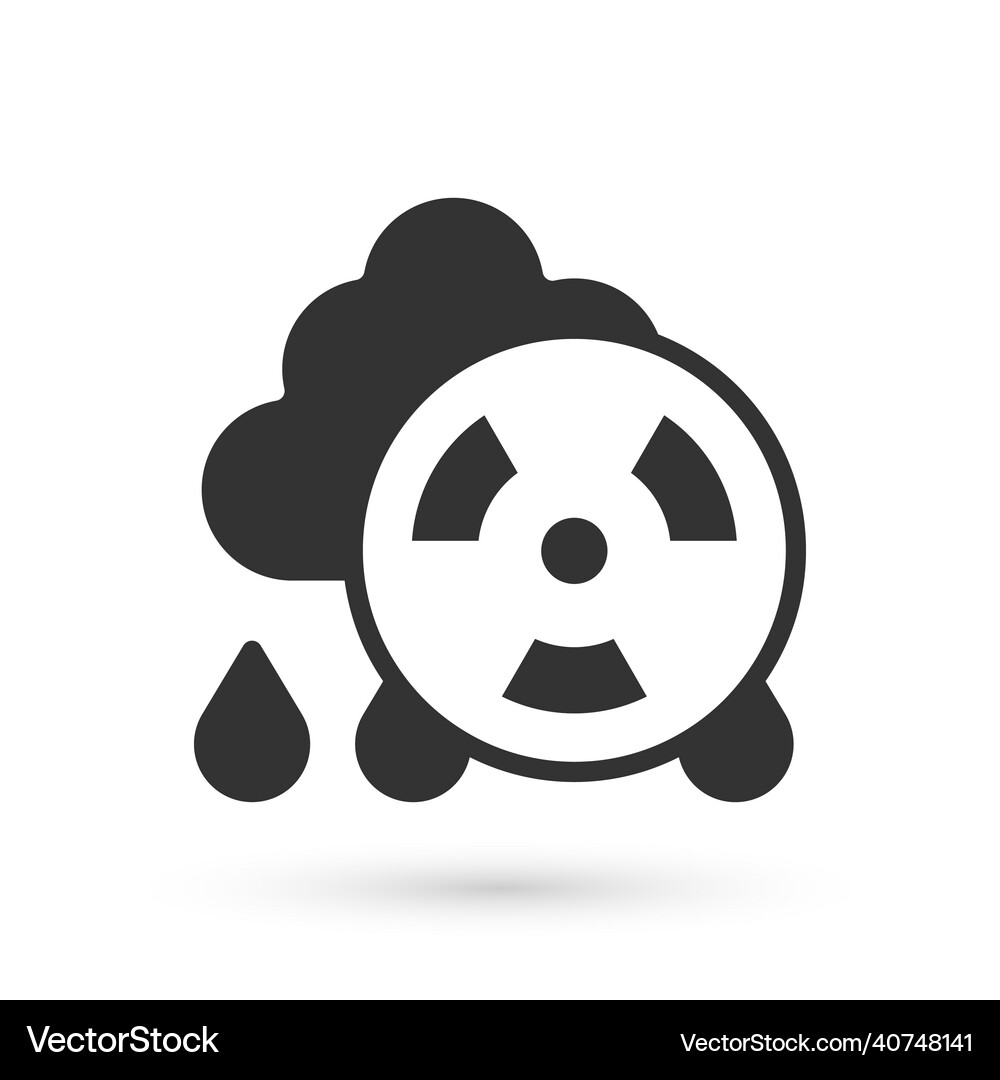 Grey acid rain and radioactive cloud icon isolated