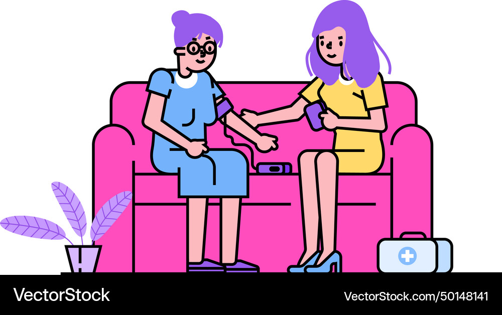 Patient visit doctor cartoon Royalty Free Vector Image
