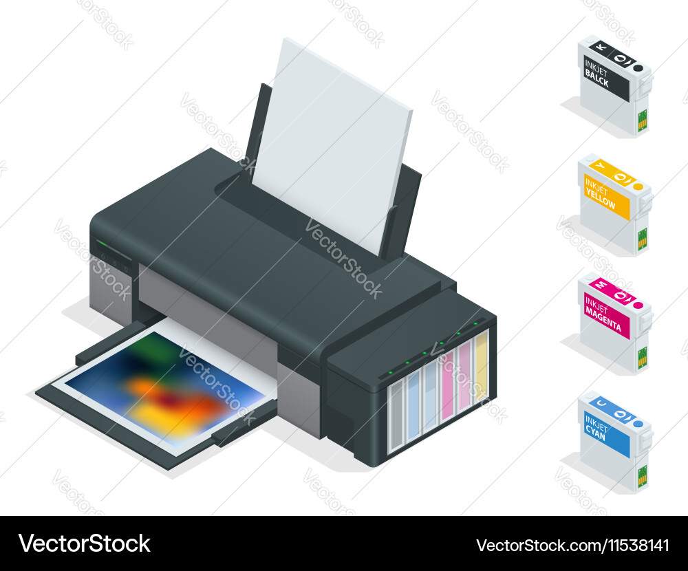 Photo inkjet printer color prints Royalty Free Vector Image