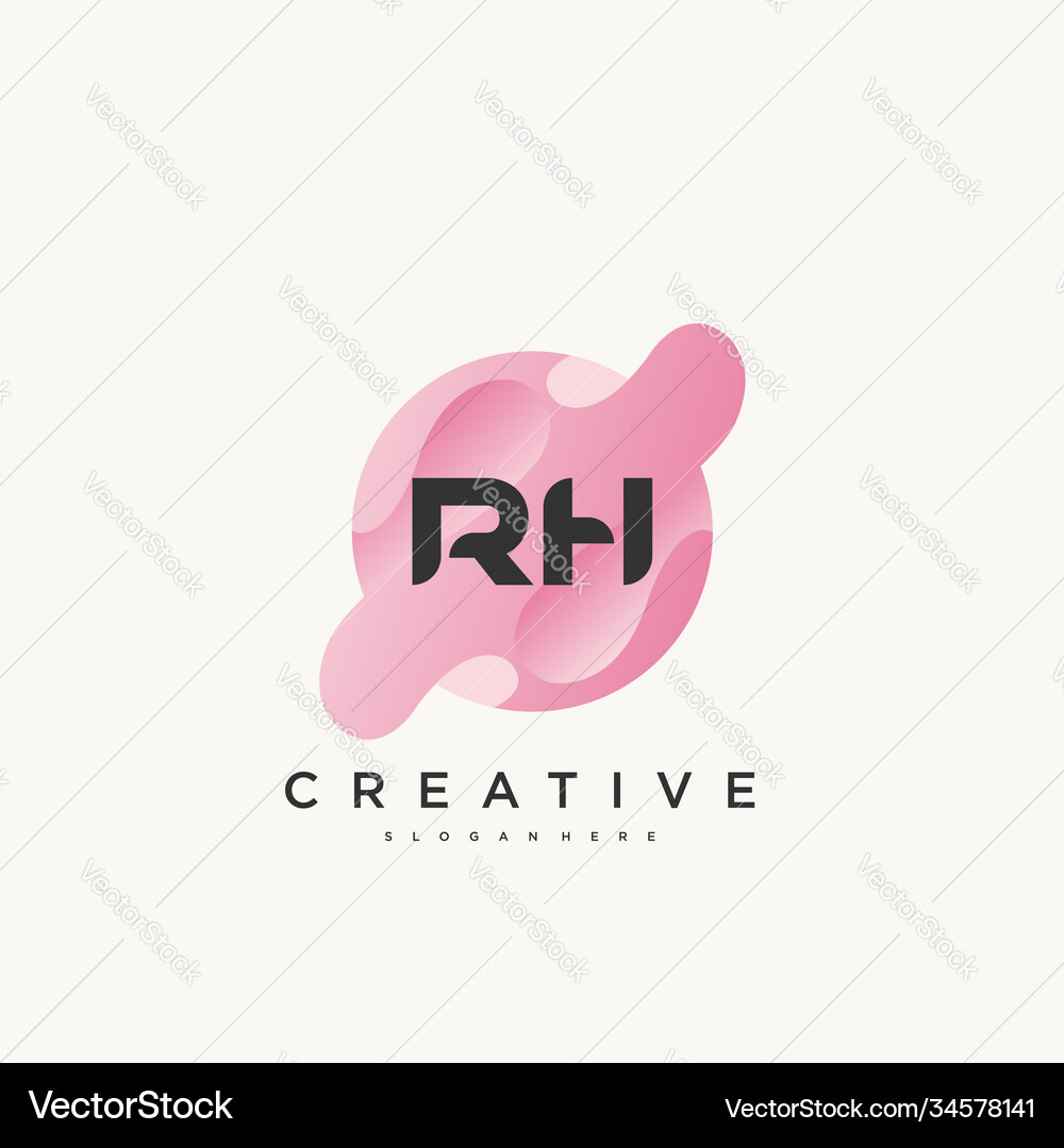 Rh initial letter colorful logo icon design Vector Image