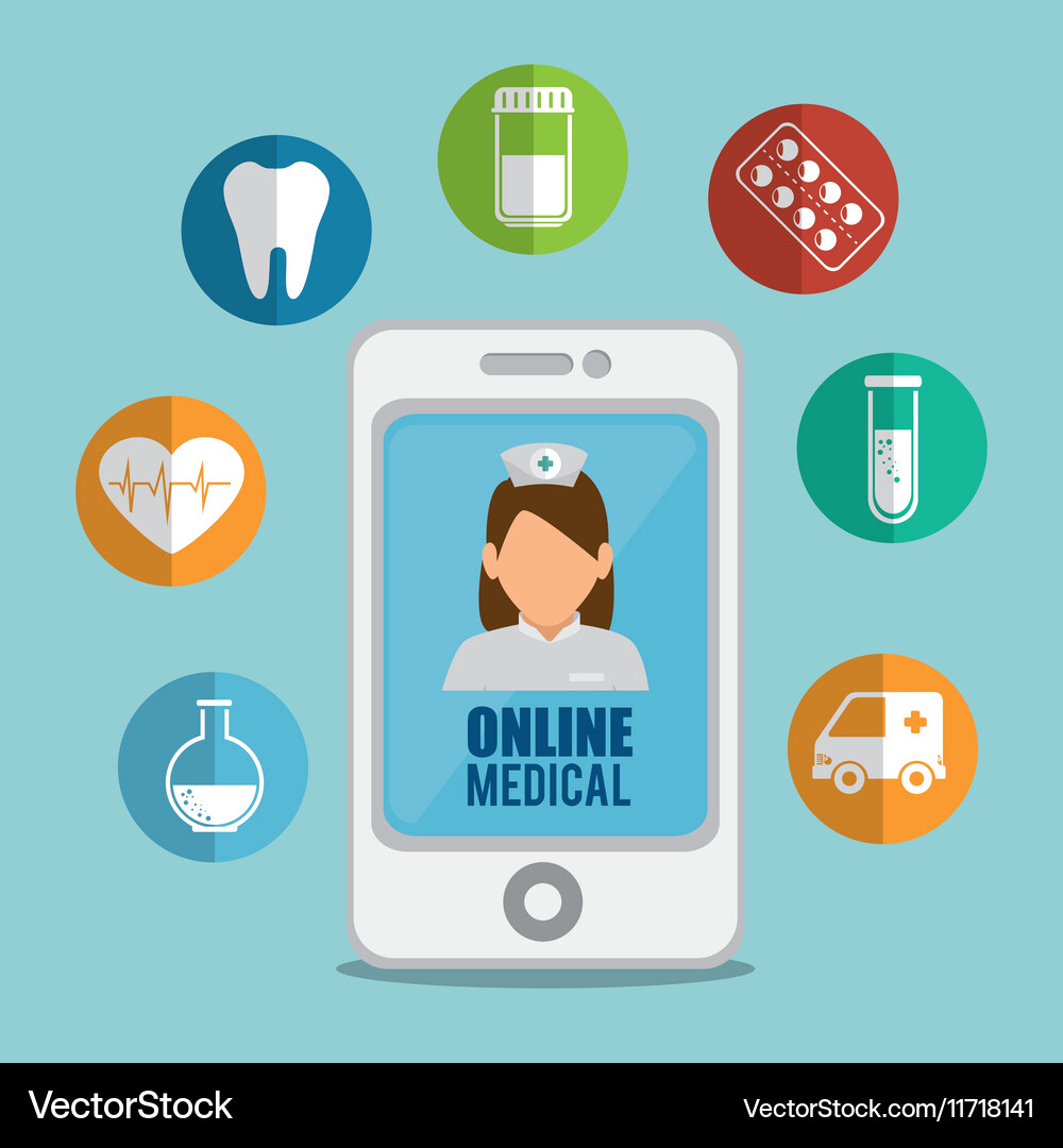 Smartphone medicine online application icons Vector Image