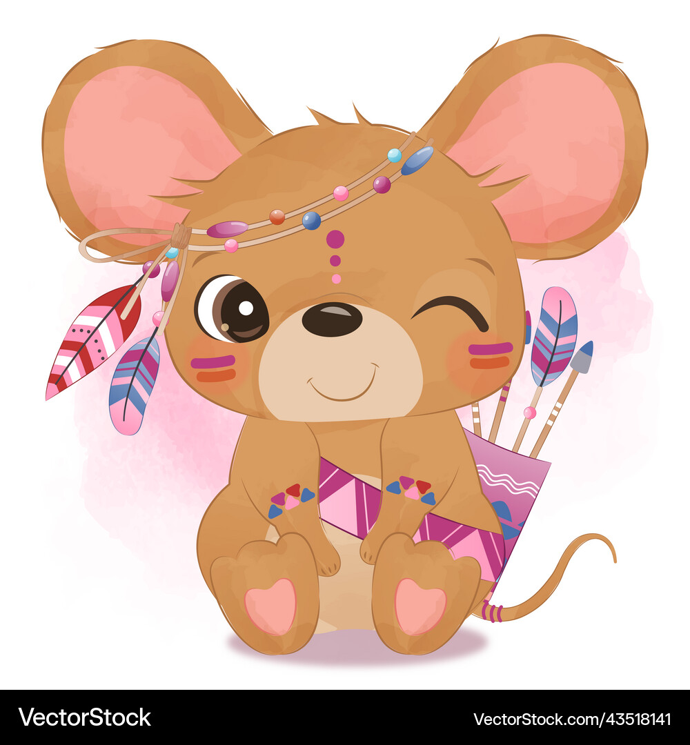 Tribal series cute little mouse Royalty Free Vector Image