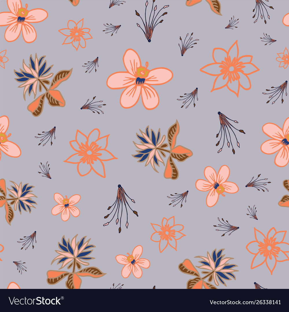 Tropical flowers seamless pattern repeat Vector Image