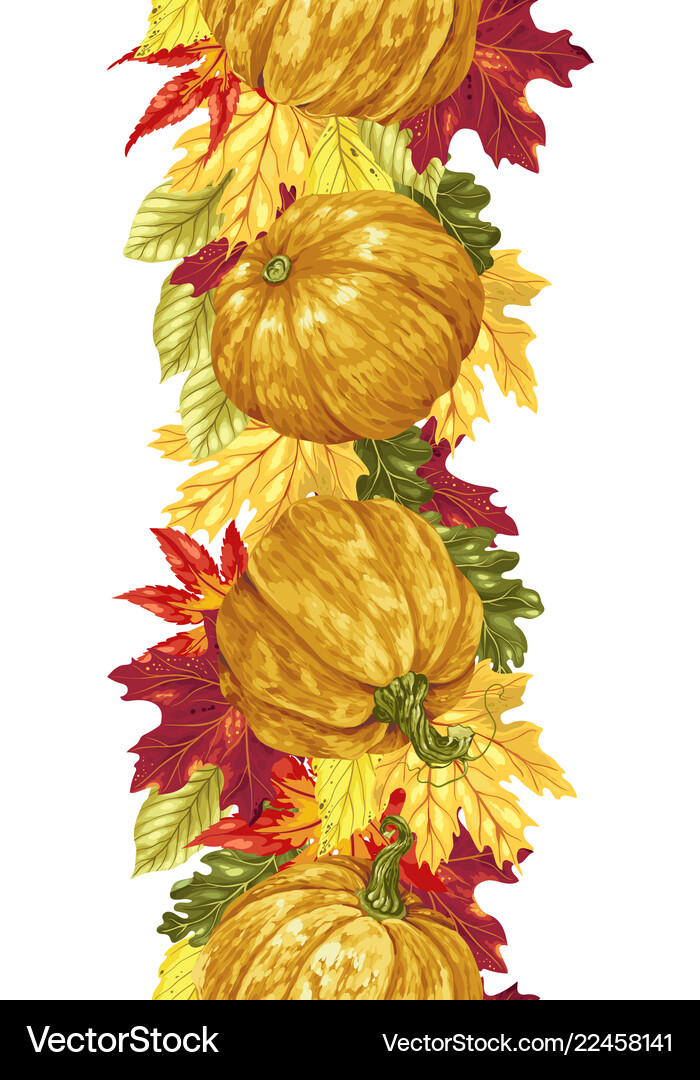 Vertical seamless line with autumn leaves Vector Image
