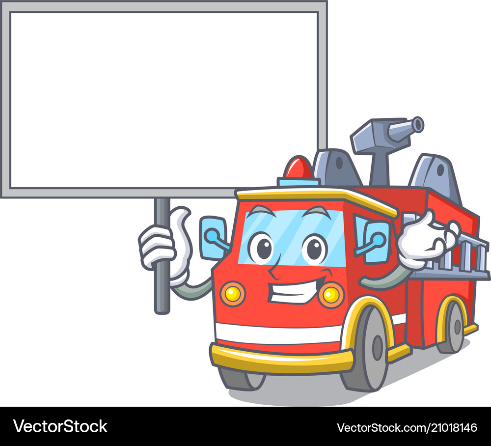 Bring board fire truck character cartoon Vector Image