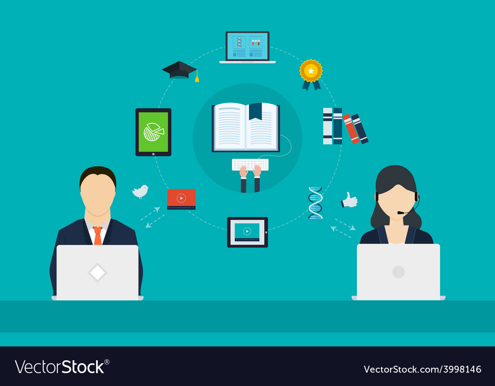 Concept consulting services and e-learning Vector Image