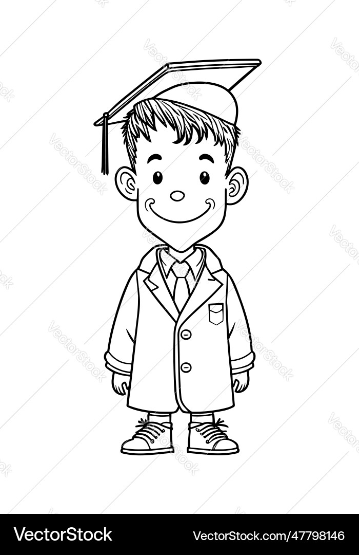 Graduate boy cartoon coloring page Royalty Free Vector Image