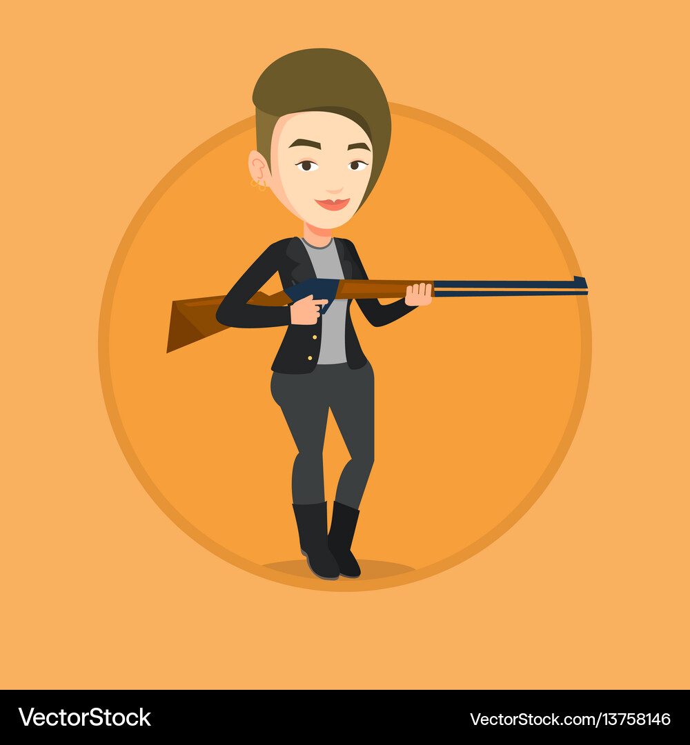 Hunter ready to hunt with hunting rifle Royalty Free Vector
