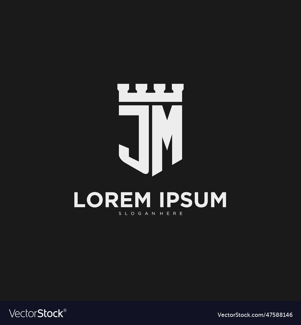 Initials jm logo monogram with shield Royalty Free Vector