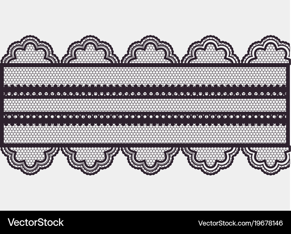 Lace wide horizontal seamless in monochrome Vector Image
