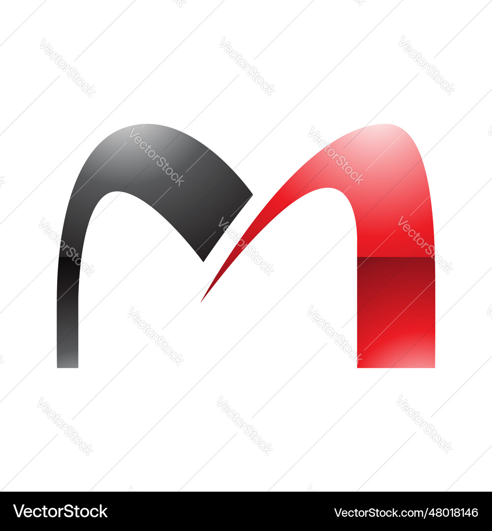 Red and black glossy arch shaped letter m icon Vector Image