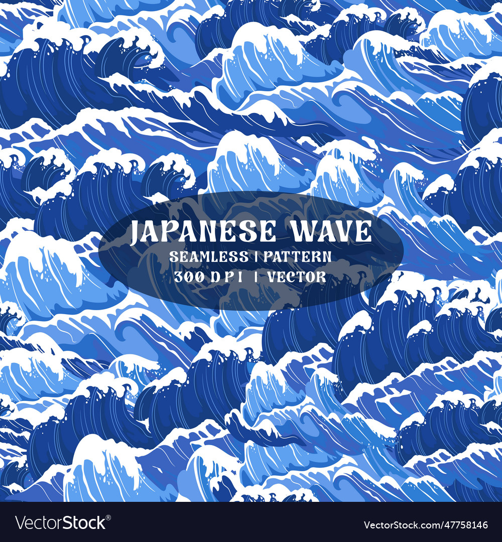 Seamless Ocean Waves Pattern Japanese Wave Vector Image
