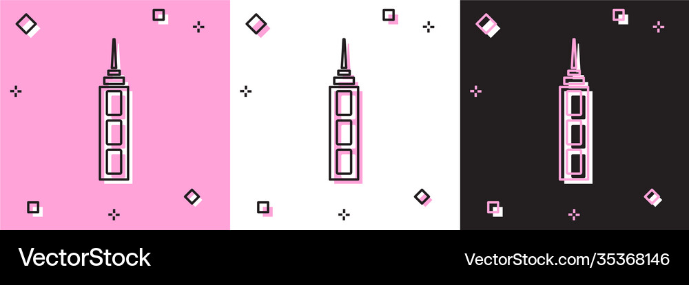 Set skyscraper icon isolated on pink and white Vector Image