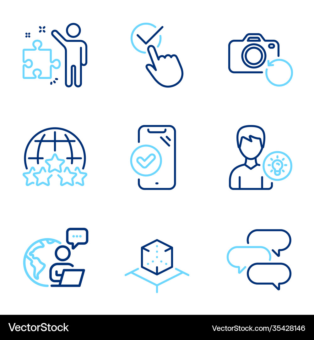Technology icons set included icon as approved Vector Image