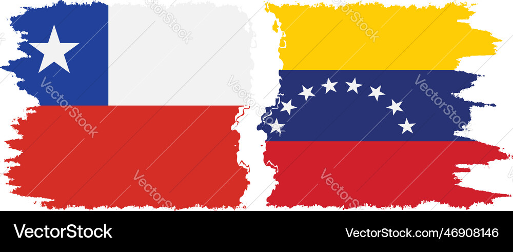 Venezuela and chile grunge flags connection Vector Image