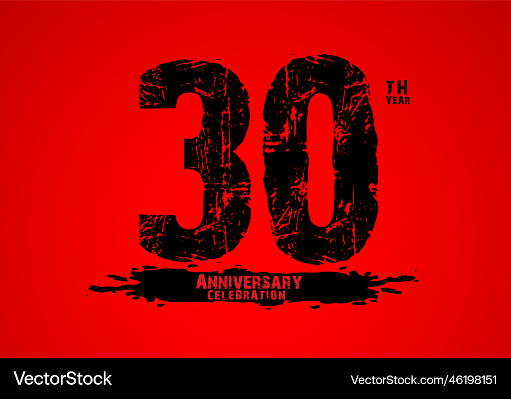 30 years anniversary celebration logotype on red Vector Image