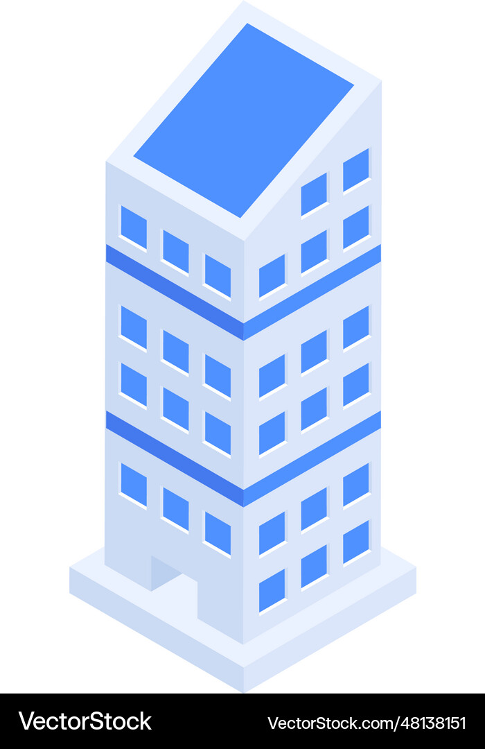An isometric icon of building Royalty Free Vector Image