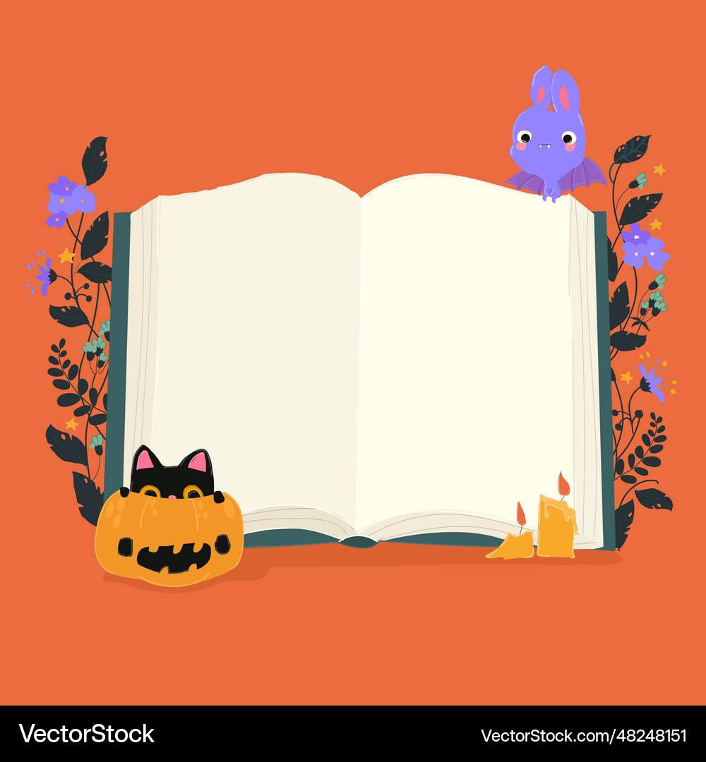 Cartoon halloween with big book Royalty Free Vector Image