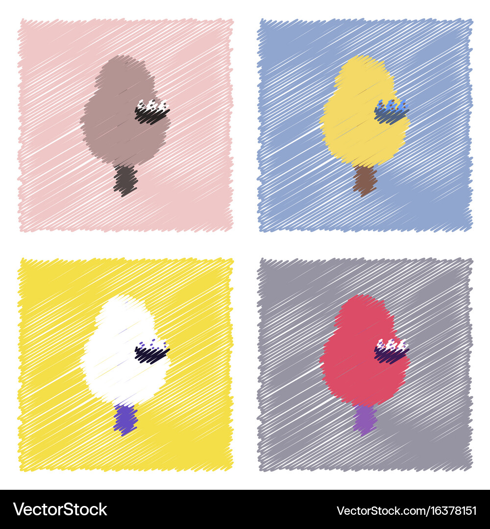 Collection flat shading style icons tree and Vector Image